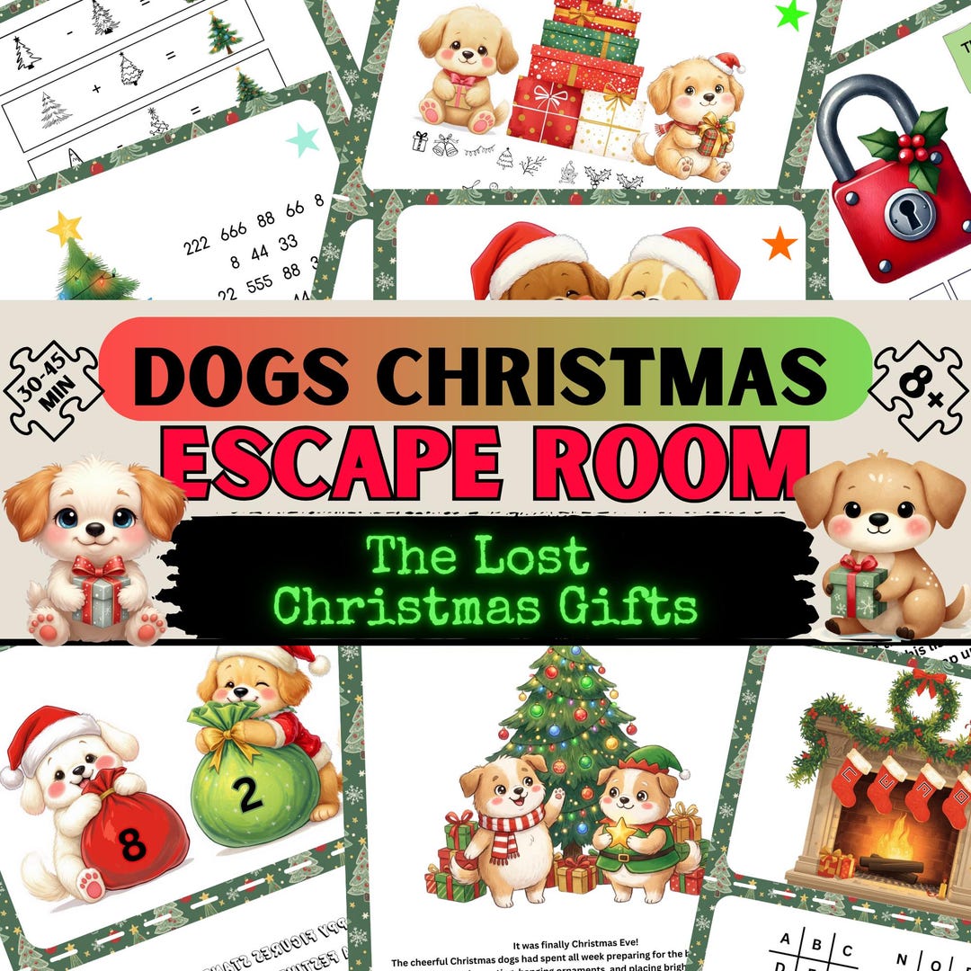 Cute Dogs Christmas Escape Room | Printable Kids Puzzle Game 8 ...