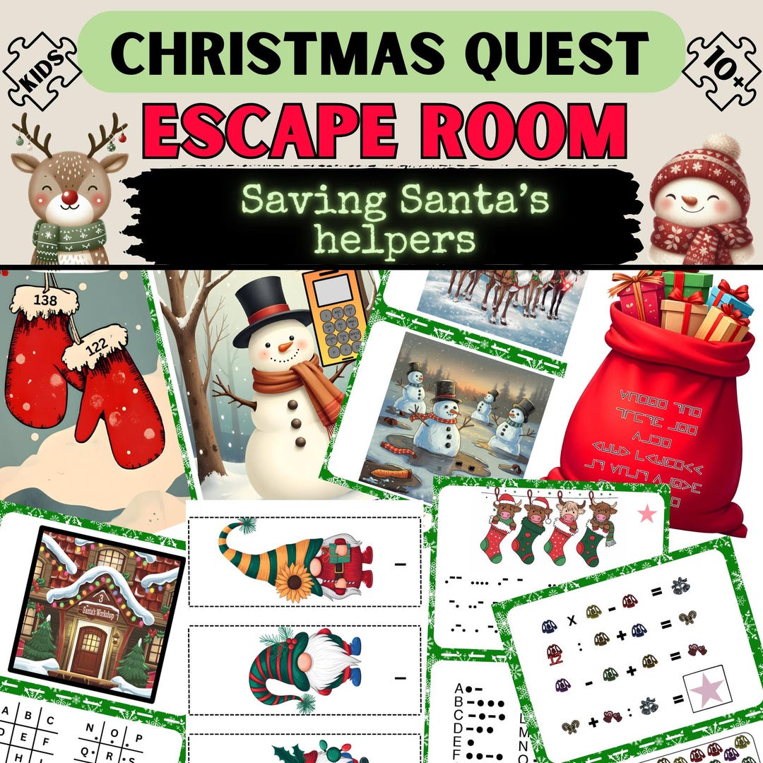 Kids Christmas Escape Room Printable | Winter Puzzle Game 8+ | Holiday ...