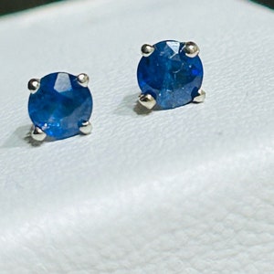 Real Sapphire Studs, 14K Petite Blue Sapphire Stud Earrings, 4 Mm Round ...