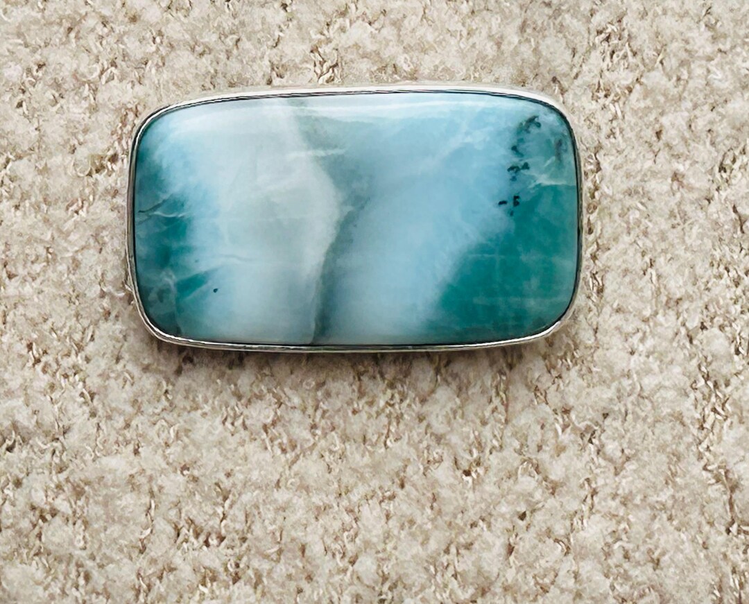 Handmade Art Deco Larimar Brooch: Sterling Silver Gemstone Pin - Etsy