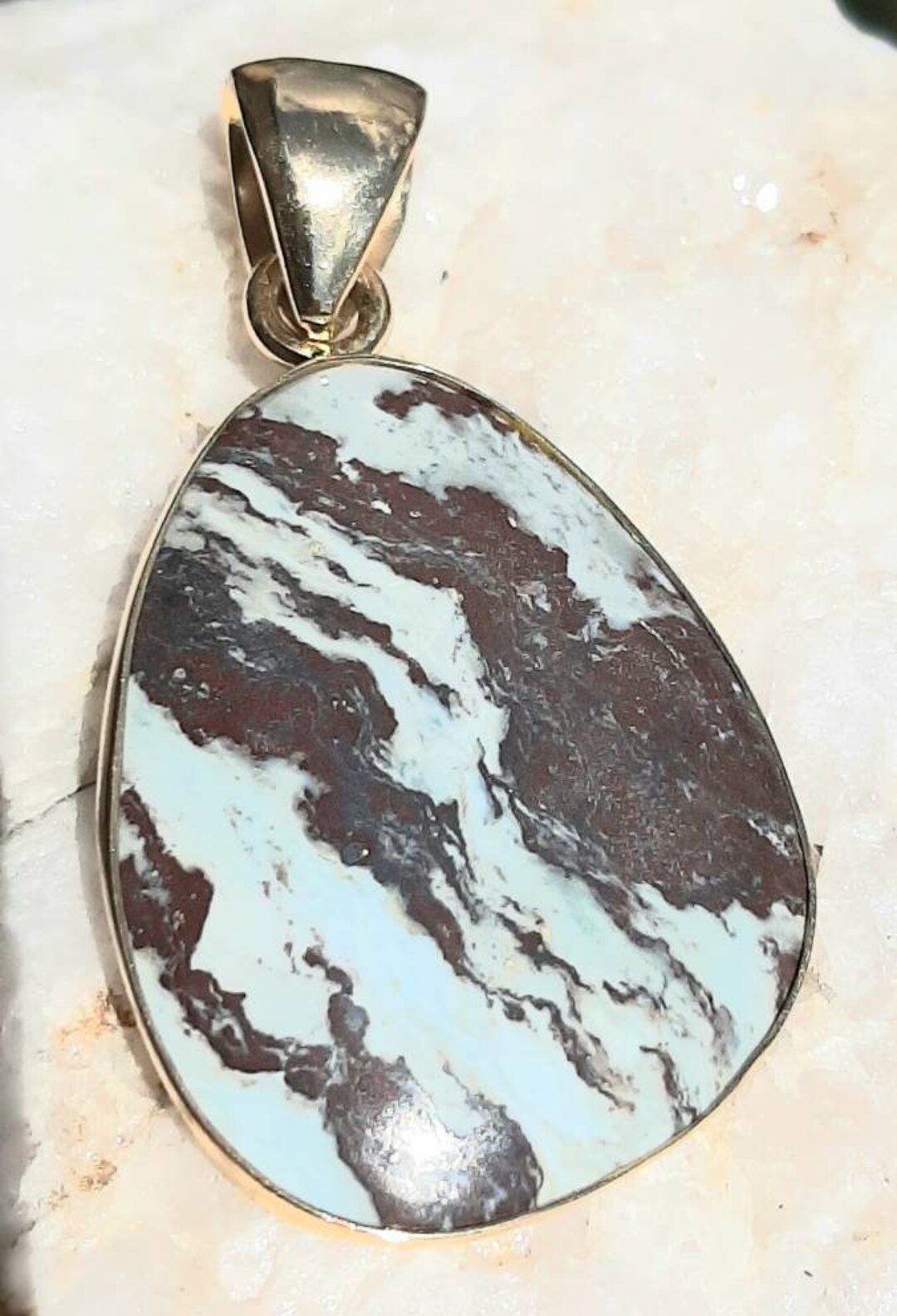 Ocean Blue Lapis Necklace, Ocean Blue Lapis Gemstone Pendant, Set in ...