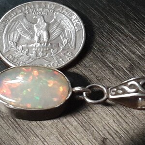 Rainbow Opal Necklace Large Fire Opal Opal Sterling Silver - Etsy