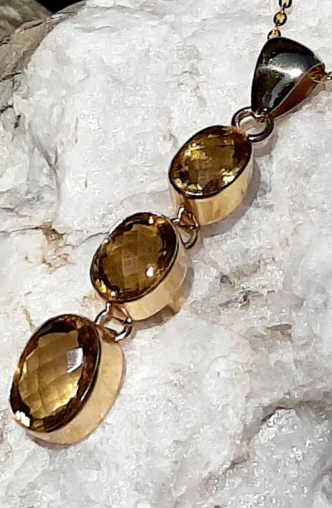 Collier citrine pendentif 3 pierres précieuses citrine | Etsy