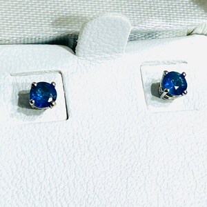 Real Sapphire Studs, 14K Petite Blue Sapphire Stud Earrings, 4 Mm Round ...