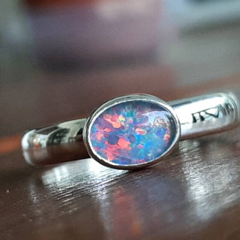 Rainbow Opal Ring - Etsy