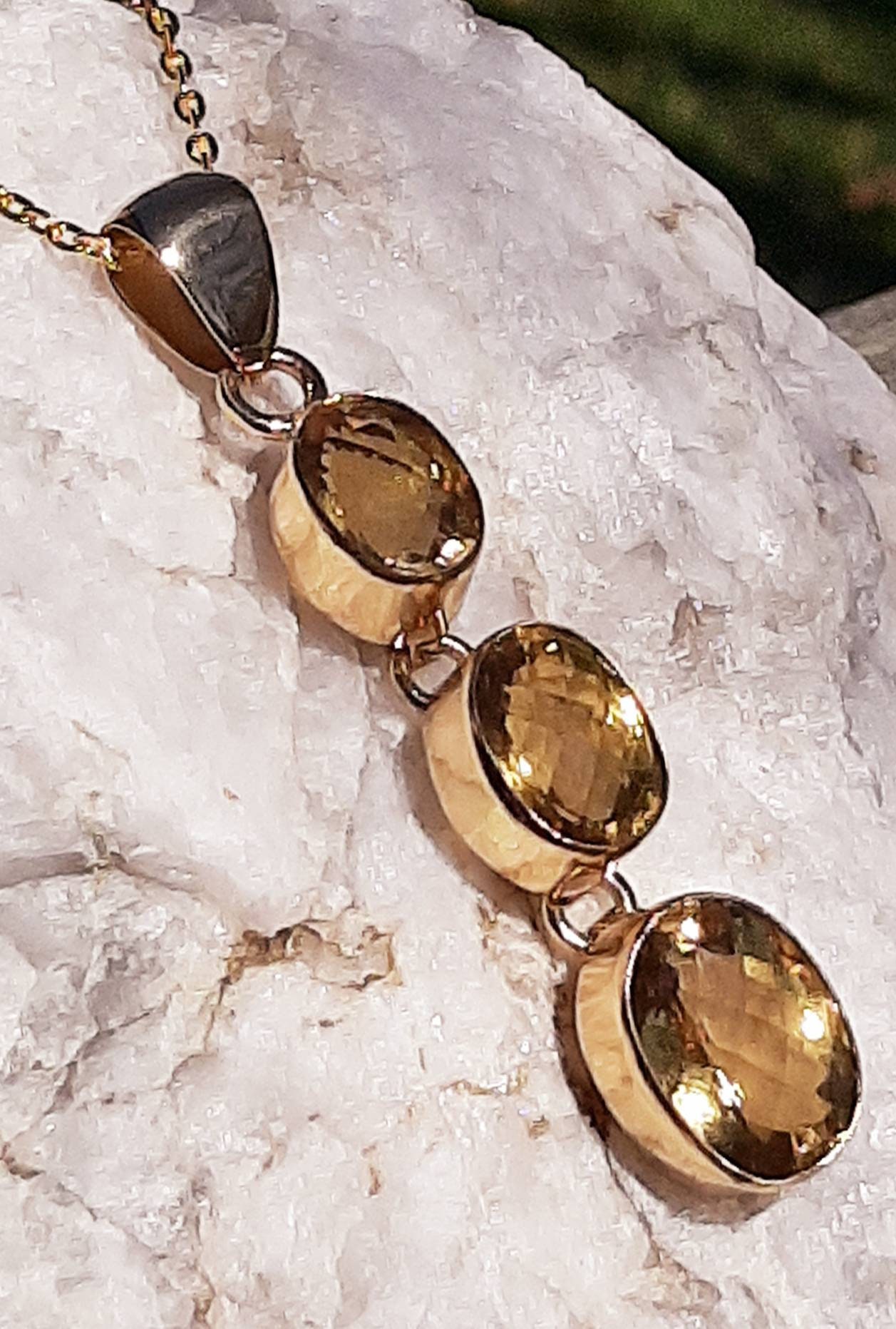 Collier citrine pendentif 3 pierres précieuses citrine | Etsy