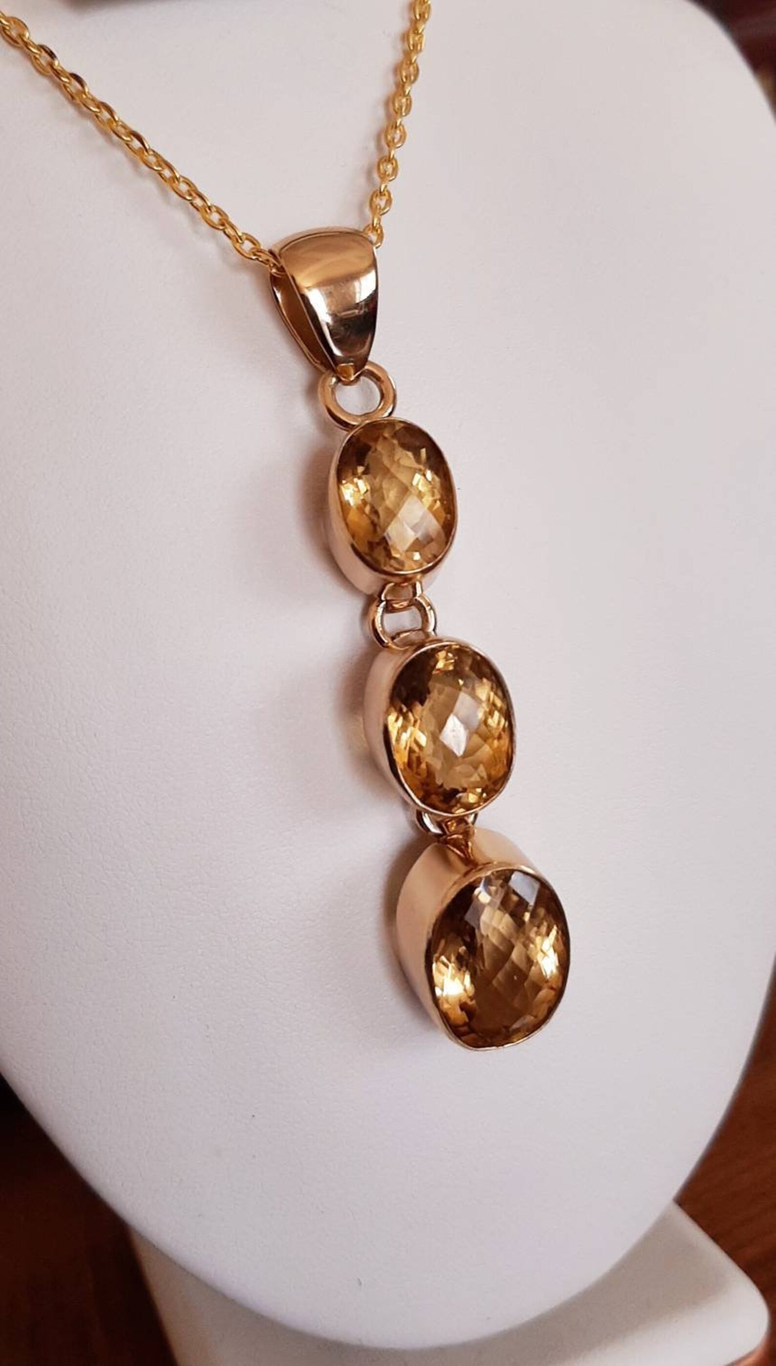 Collier citrine pendentif 3 pierres précieuses citrine | Etsy