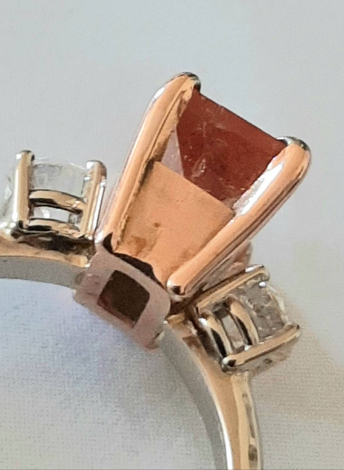 Rare Natural Peach Imperial Topaz Ring: 14K White & Rose Gold, 2 Large ...