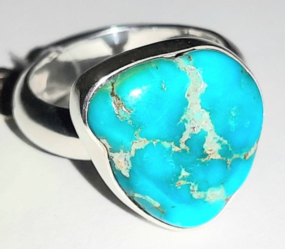 Real Sleeping Beauty Turquoise Ring Turquoise Cab Ring - Etsy