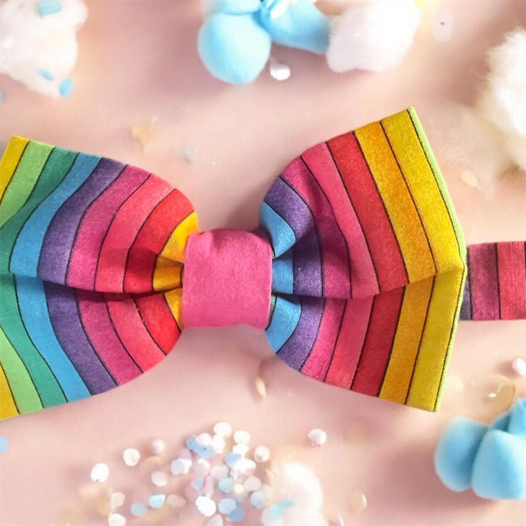 Rainbow Stripes Bow Tie - Etsy