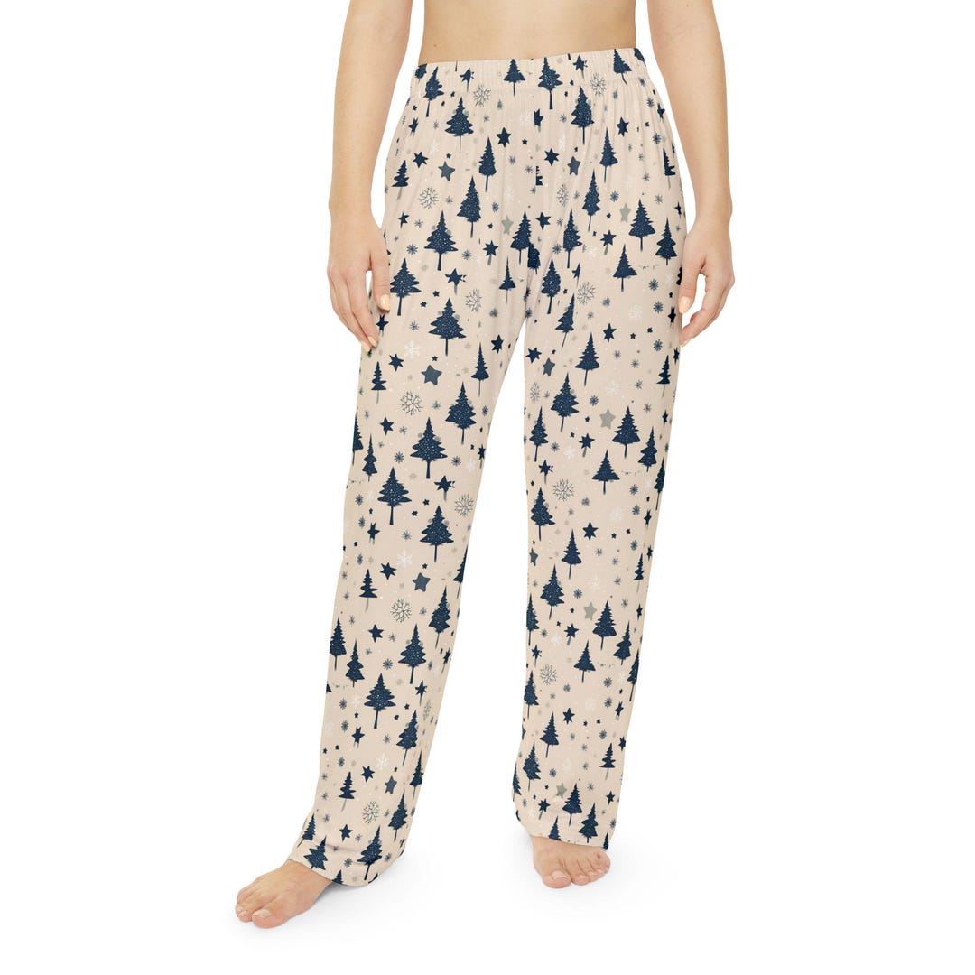 Winter Snowy Forest Women's Pajama Pants - Cozy Beige Lounge Pants With ...