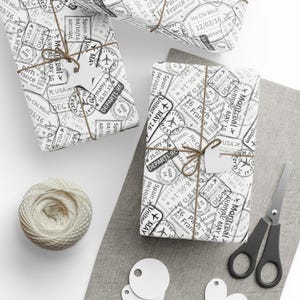 Passport Stamp Gift Wrap – Vintage Travel Pattern, Recyclable Paper - Etsy