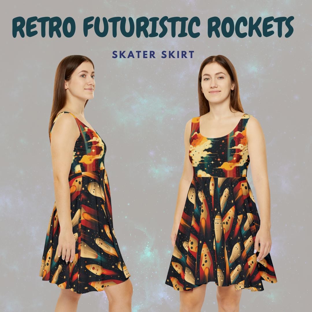 Retro Futuristic Rockets Skater Dress, A Blast From the Past With a ...
