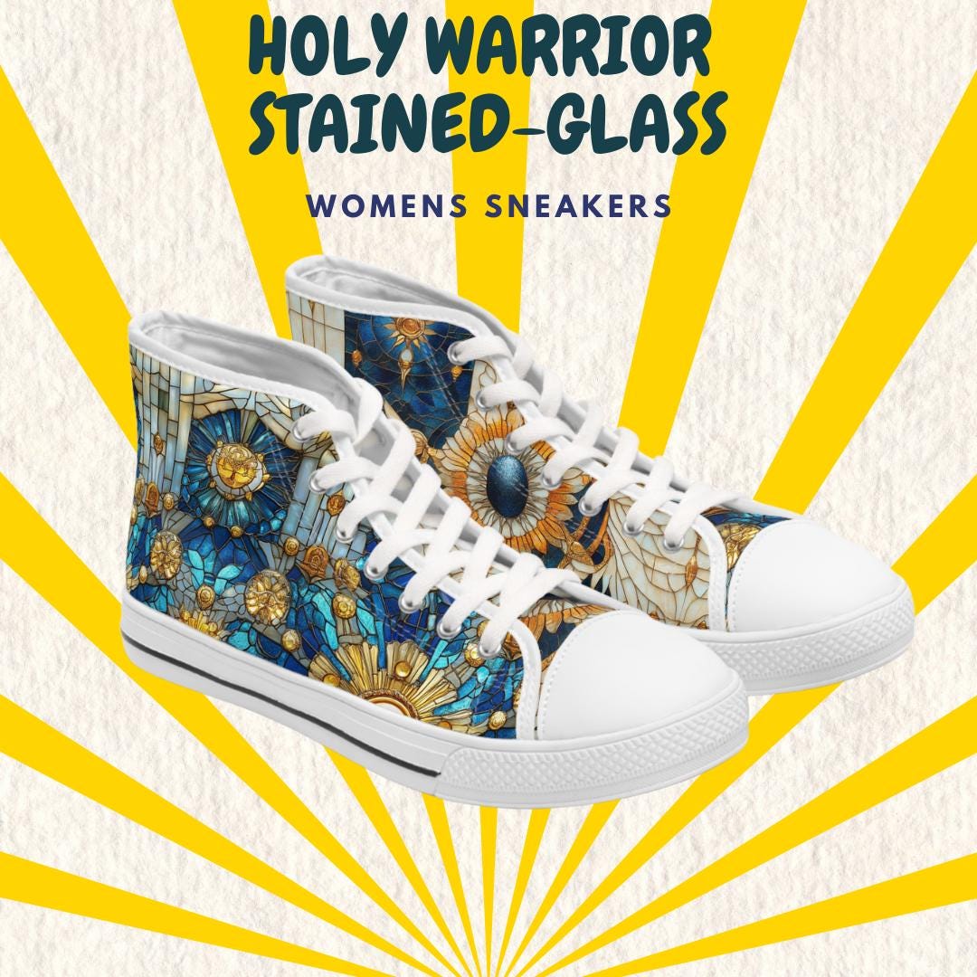 Holy Warrior Stained-glass High-top Sneakers, Step Into Divine Style ...