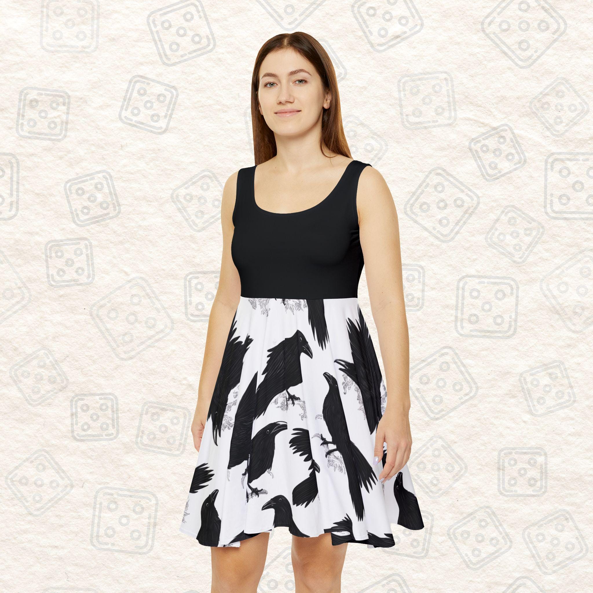 Raven-inspired Skater Dress With Black Bodice, Embrace Gothic Elegance ...