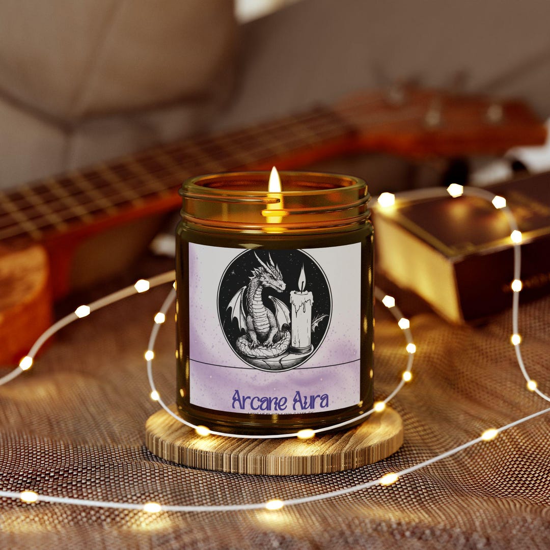 Arcane Aura Scented Candle Coconut Apricot Wax, Dragon Design, Home ...