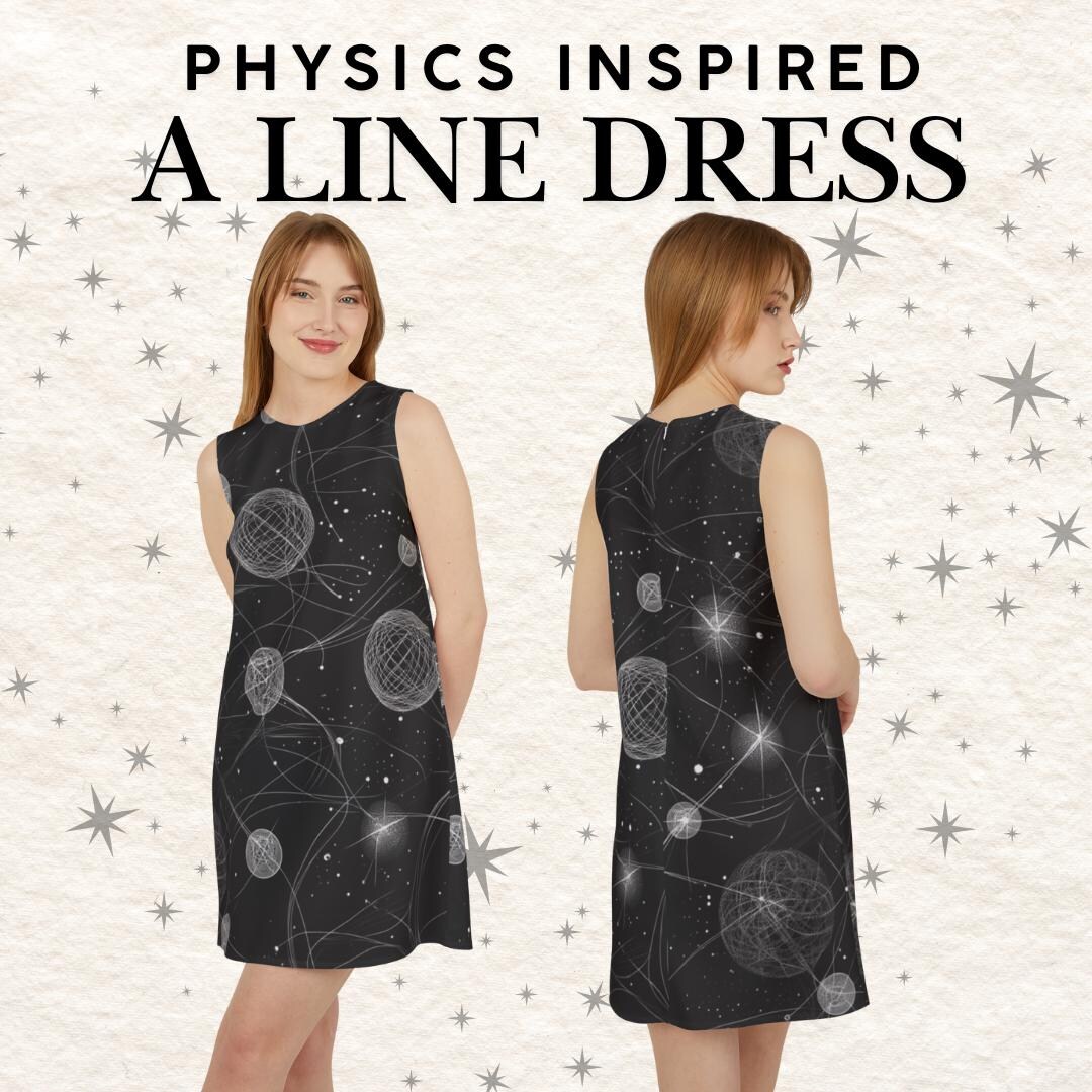 Physics-themed Geometric A-line Dress, Cosmic A-line Sleeveless Dress ...