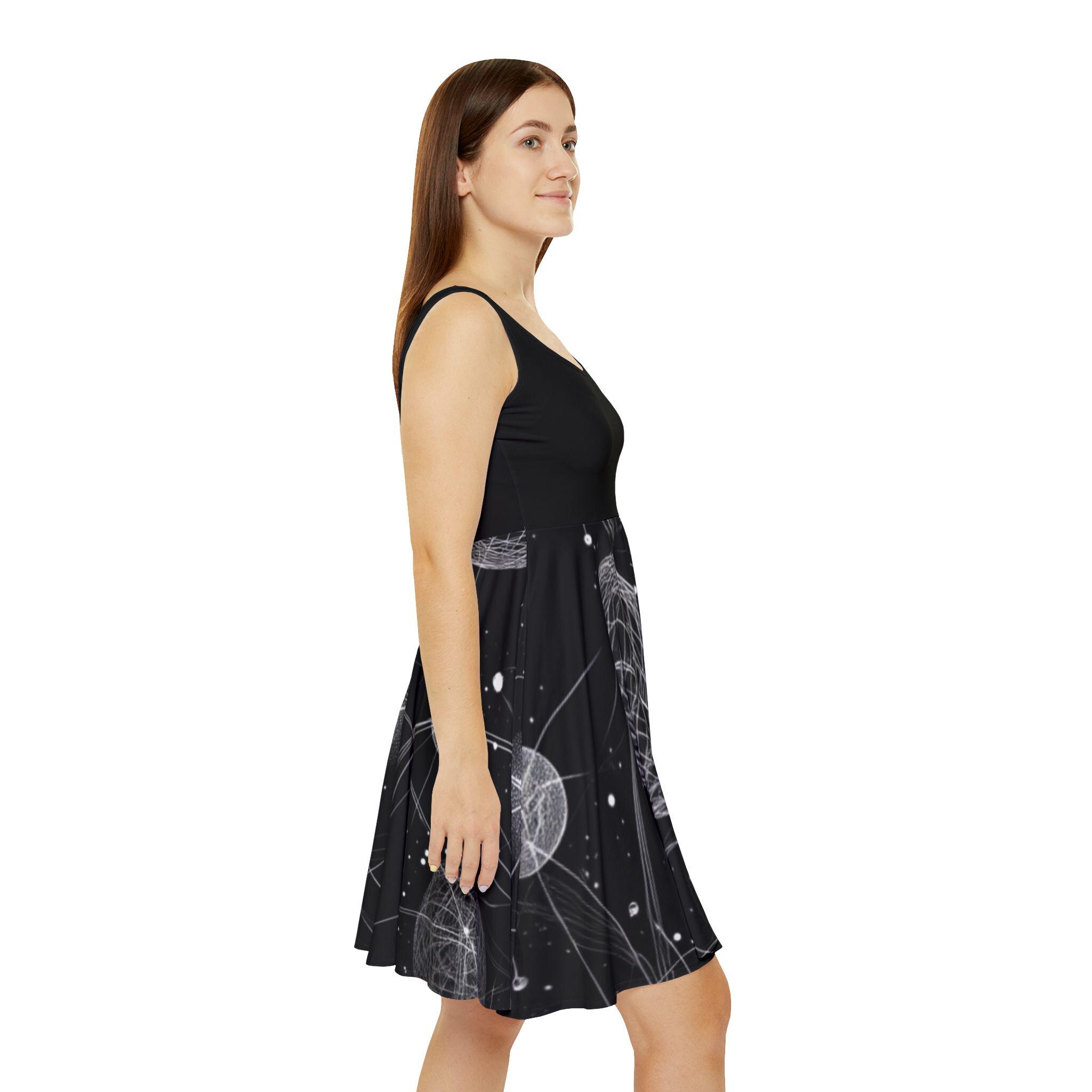 Physics Inspired Cosmic Pattern Women's Skater Dress, Space Theme Dress ...