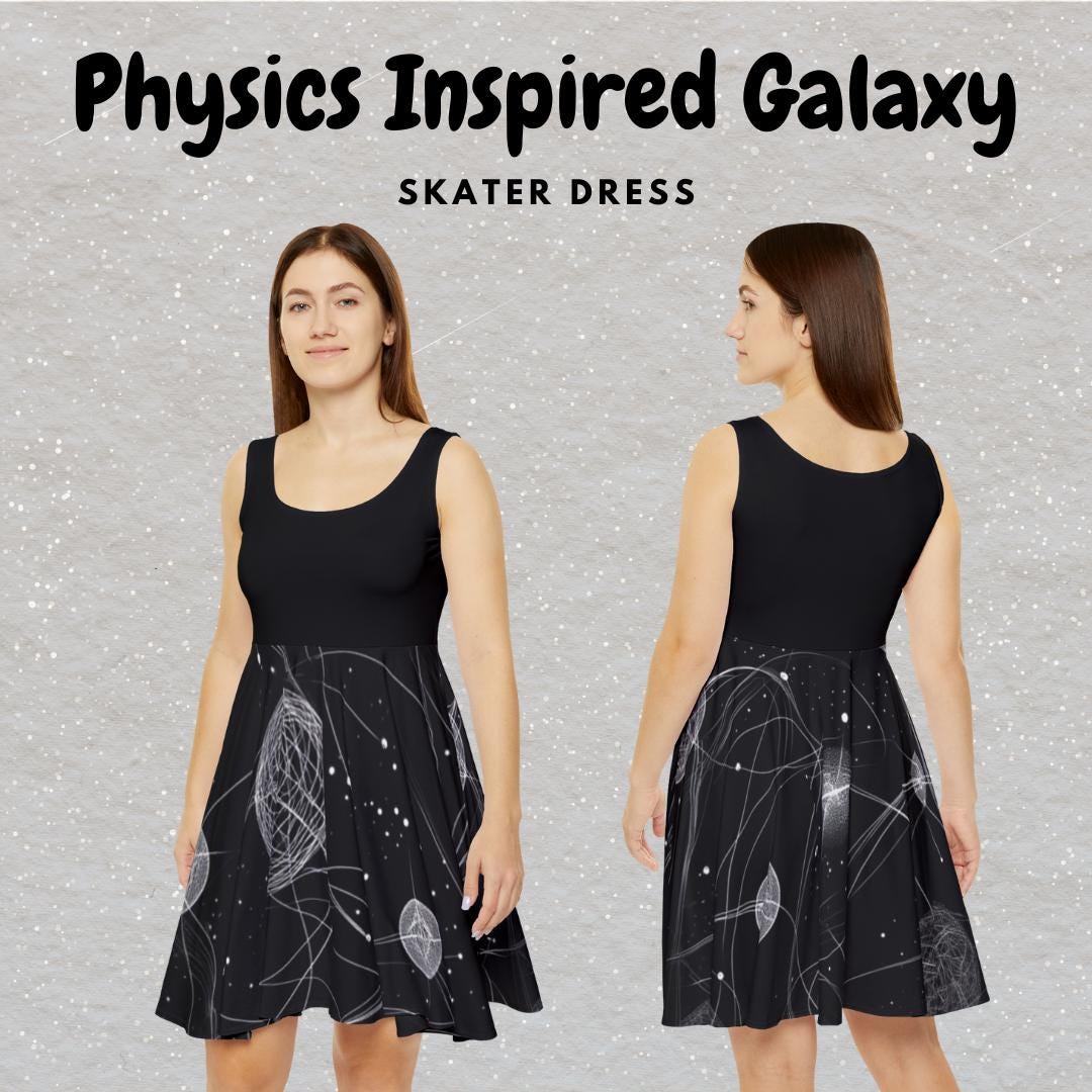 Physics Inspired Cosmic Pattern Women's Skater Dress, Space Theme Dress ...