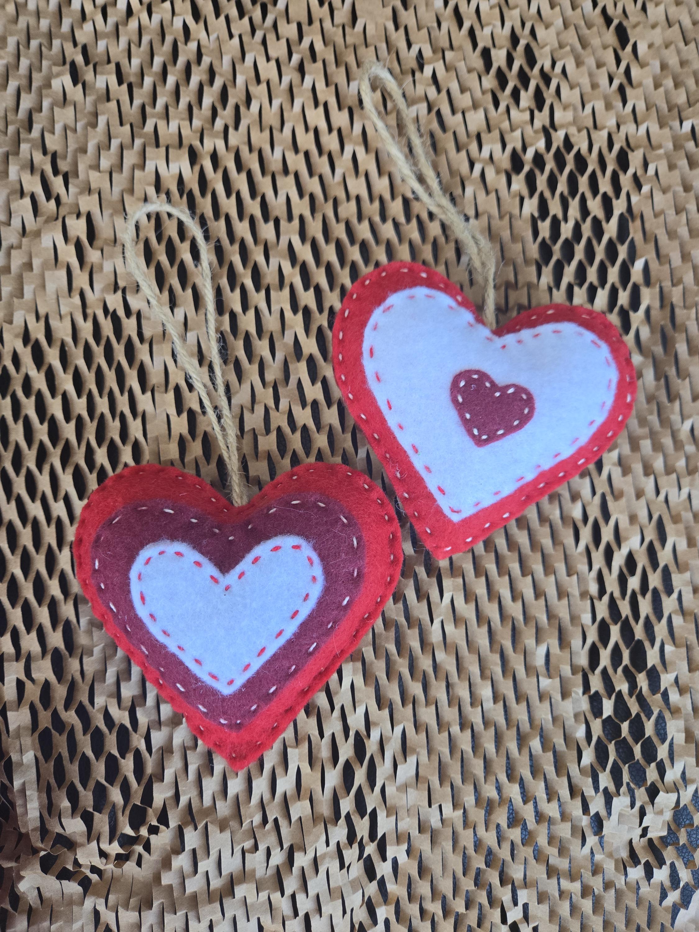Set of Felt Hearts - Etsy