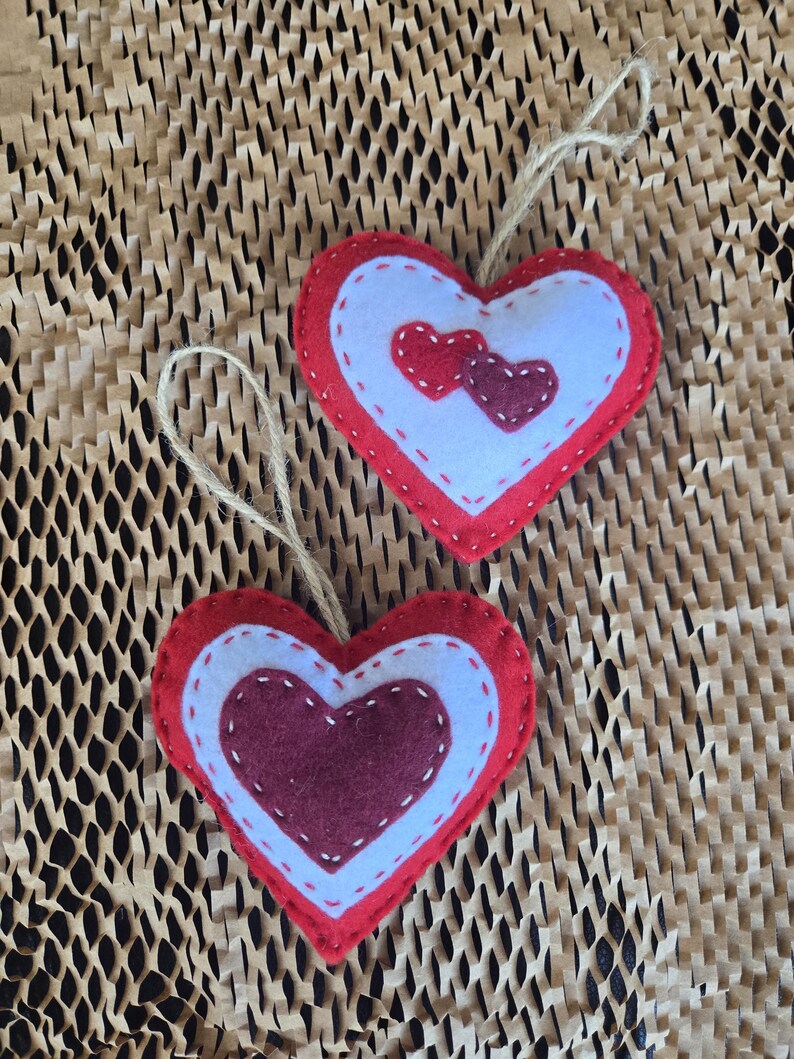 Set of Felt Hearts - Etsy
