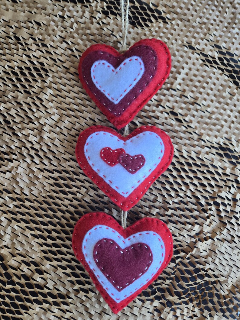 Set of Felt Hearts - Etsy