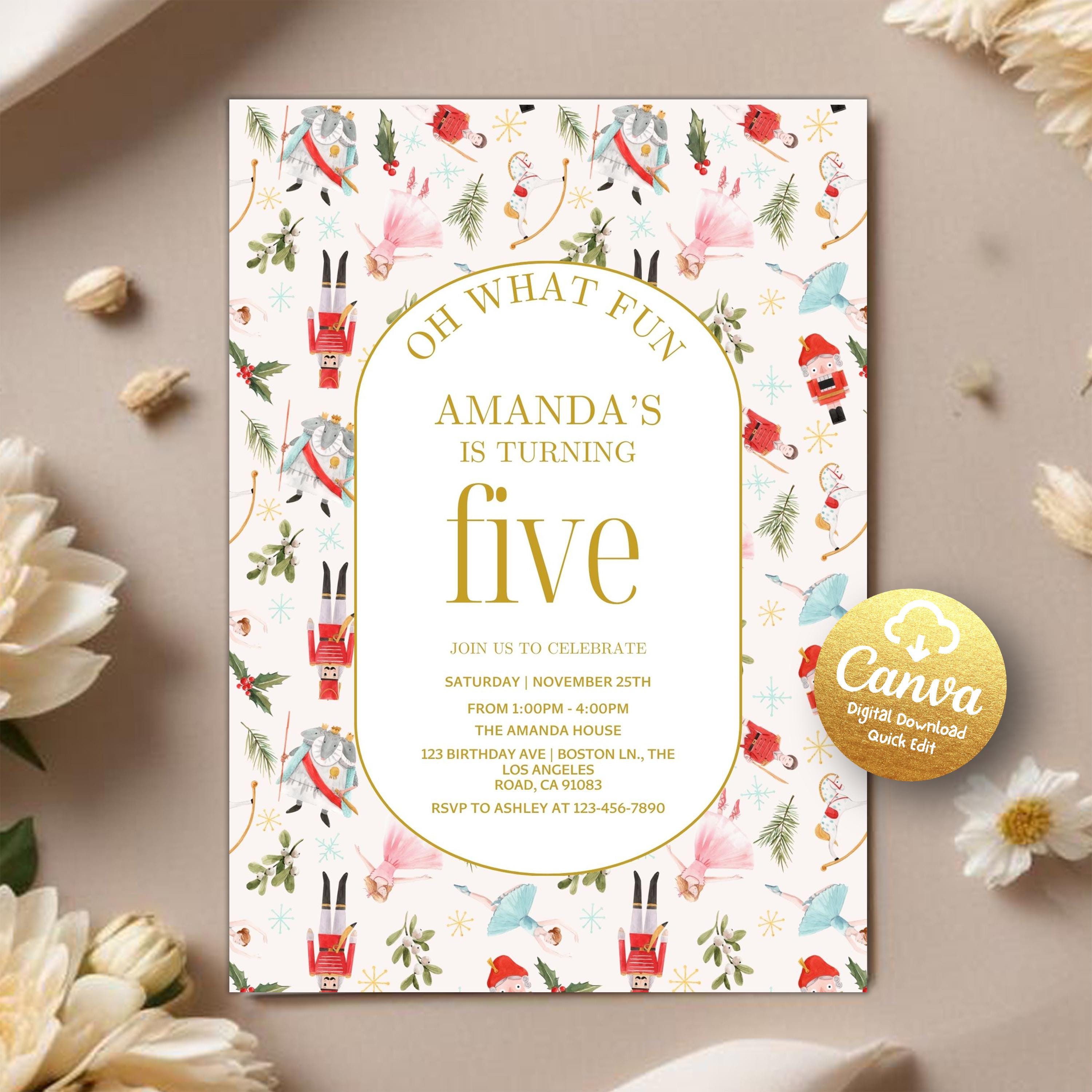 Girl Nutcracker Birthday Invitation, Sugar Plum Fairy Invite, Land of ...