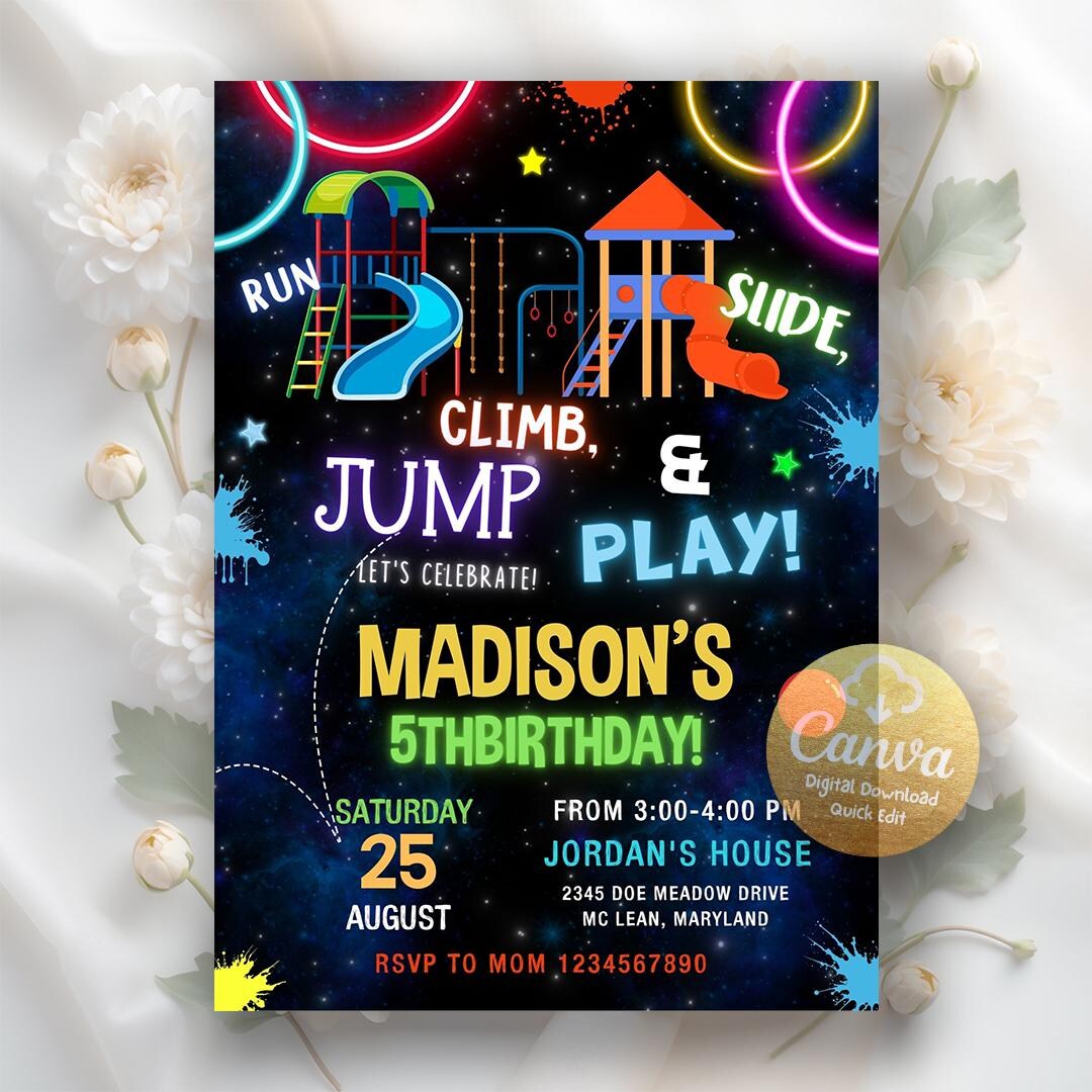 Playground Birthday Invitation, Bounce Indoor Playground Invite, Soft ...