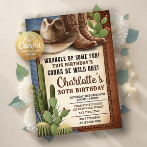 Western Birthday Invitation, Denim and Boots Party Invite, Western ...