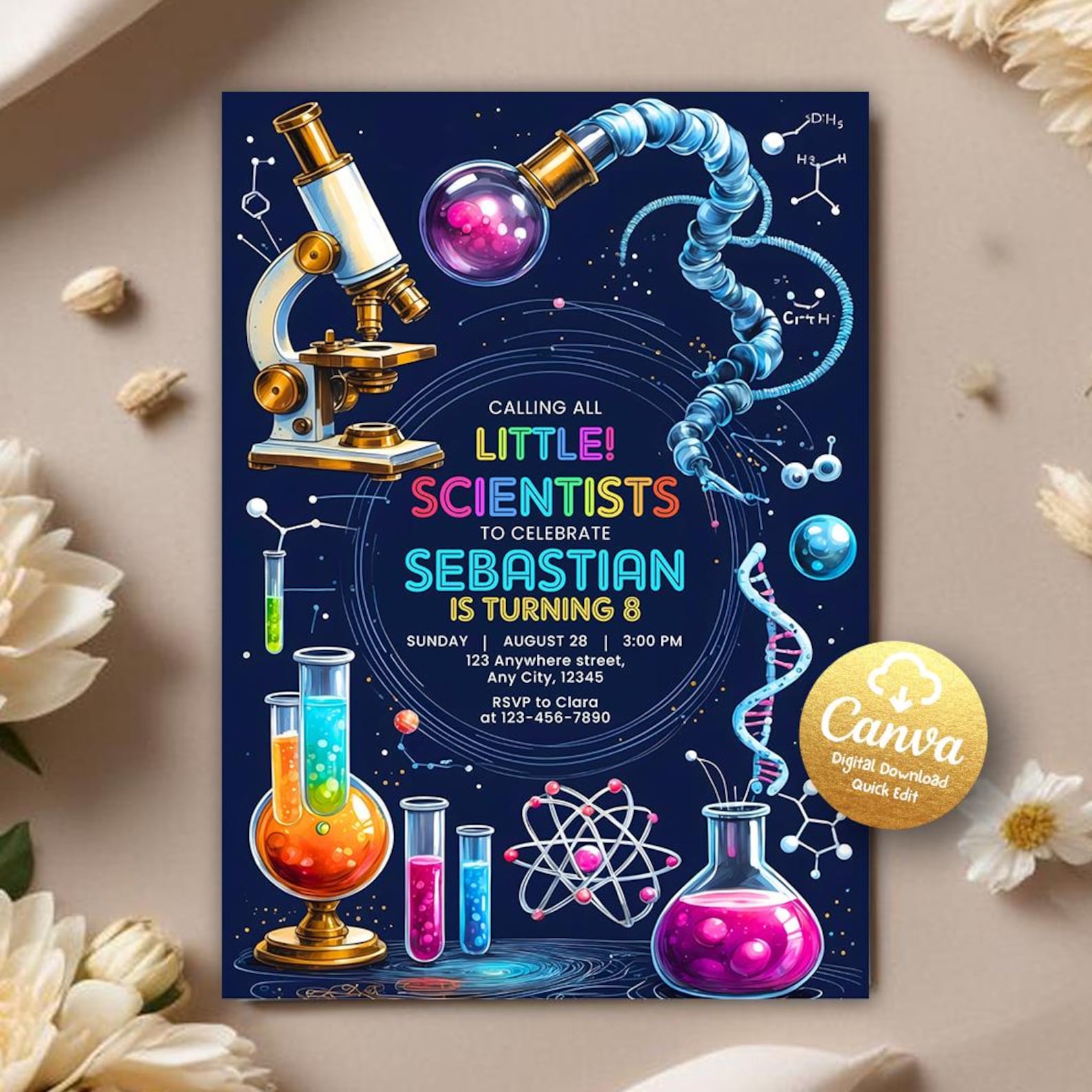 Editable Mad Science Experiment Birthday Invitation, Science Experiment ...