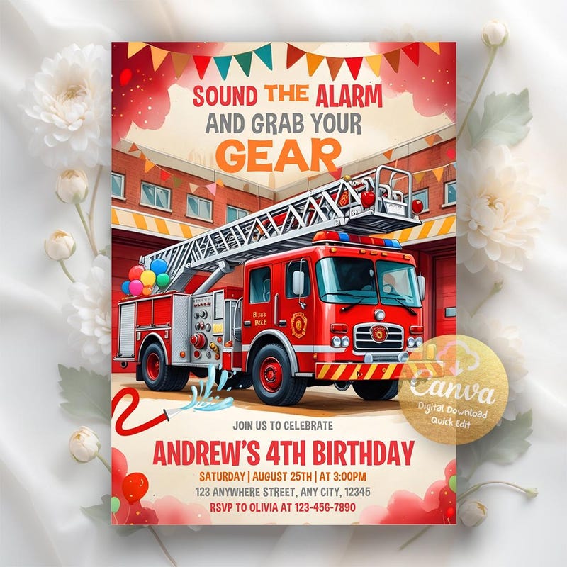 Firefighter Invitation - Etsy