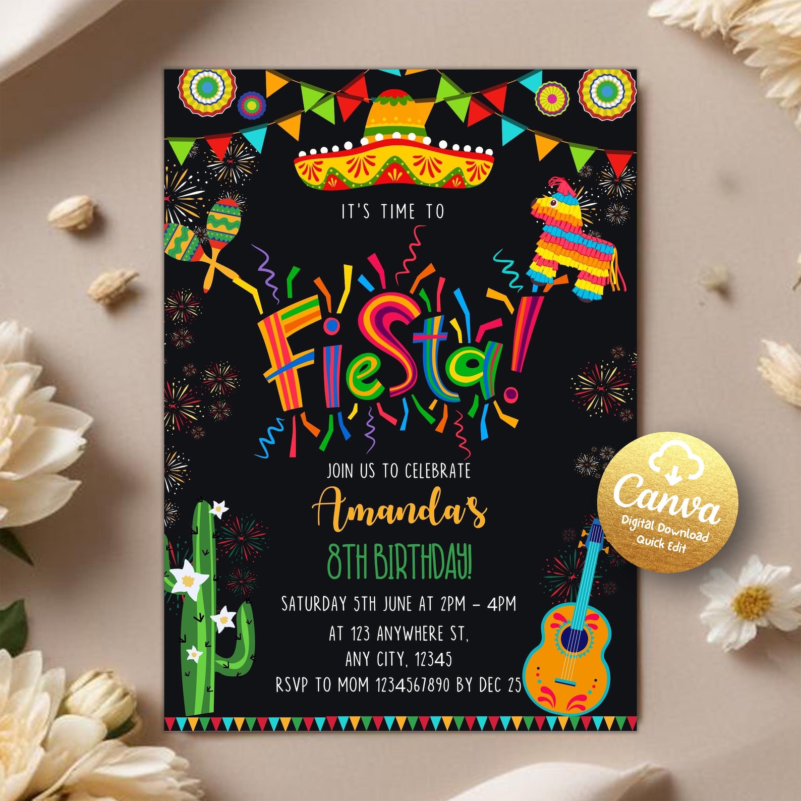 Fiesta Invitation, Fiesta Invite, Fiesta Birthday Invitation, Mexican ...
