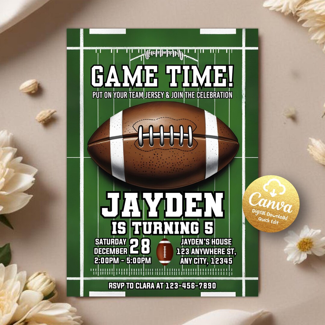 Football Birthday Invitation Printable, Football Invitation, Sports ...
