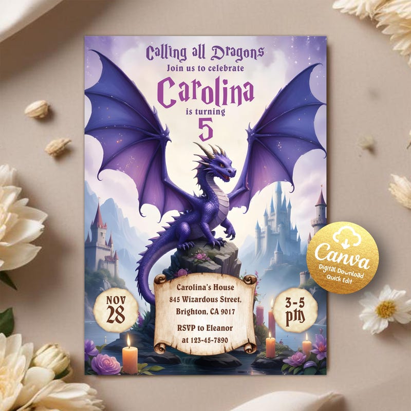 Dragon Birthday Invitation - Etsy Canada