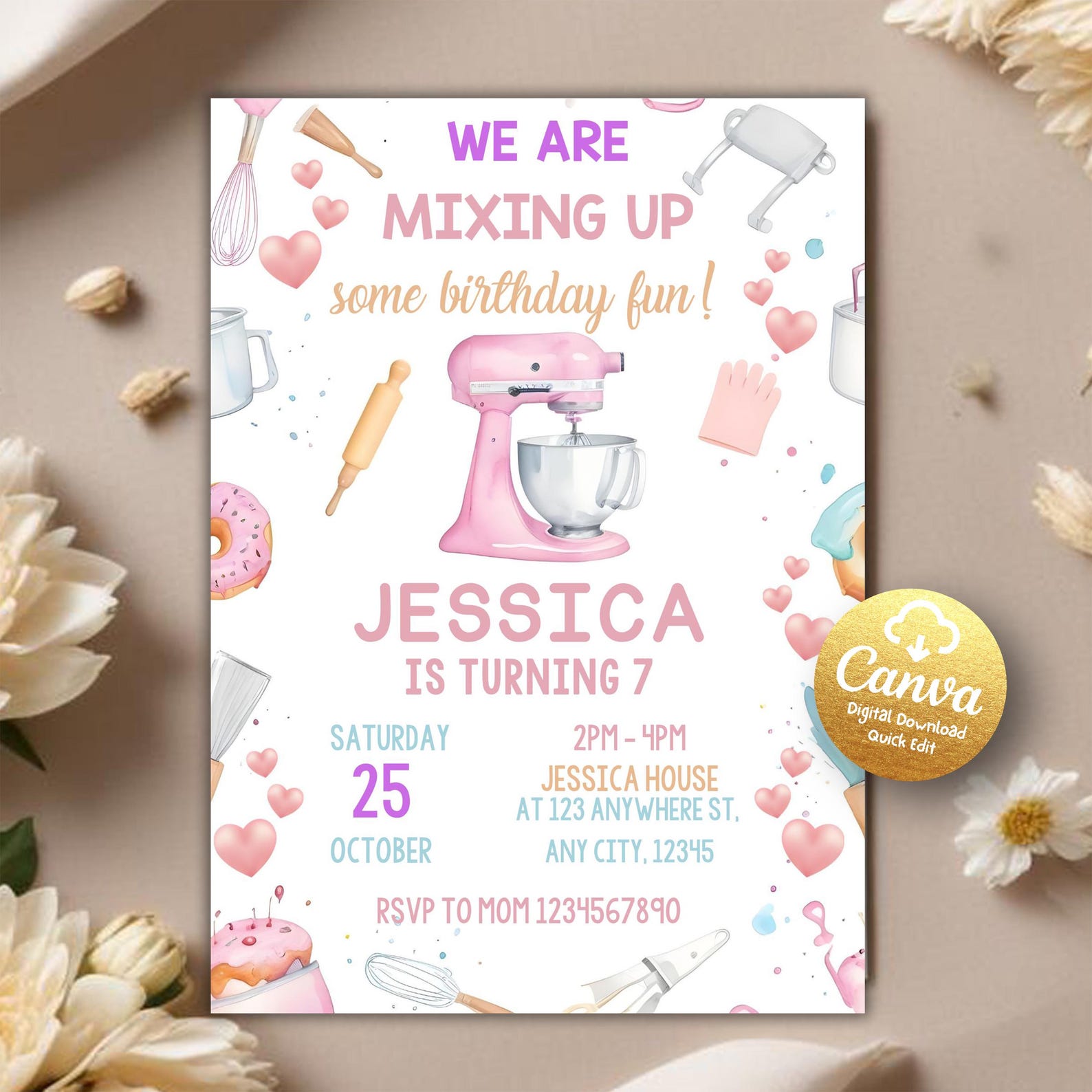 Editable Baking Birthday Invitation, Baking Party Invite, Cooking ...