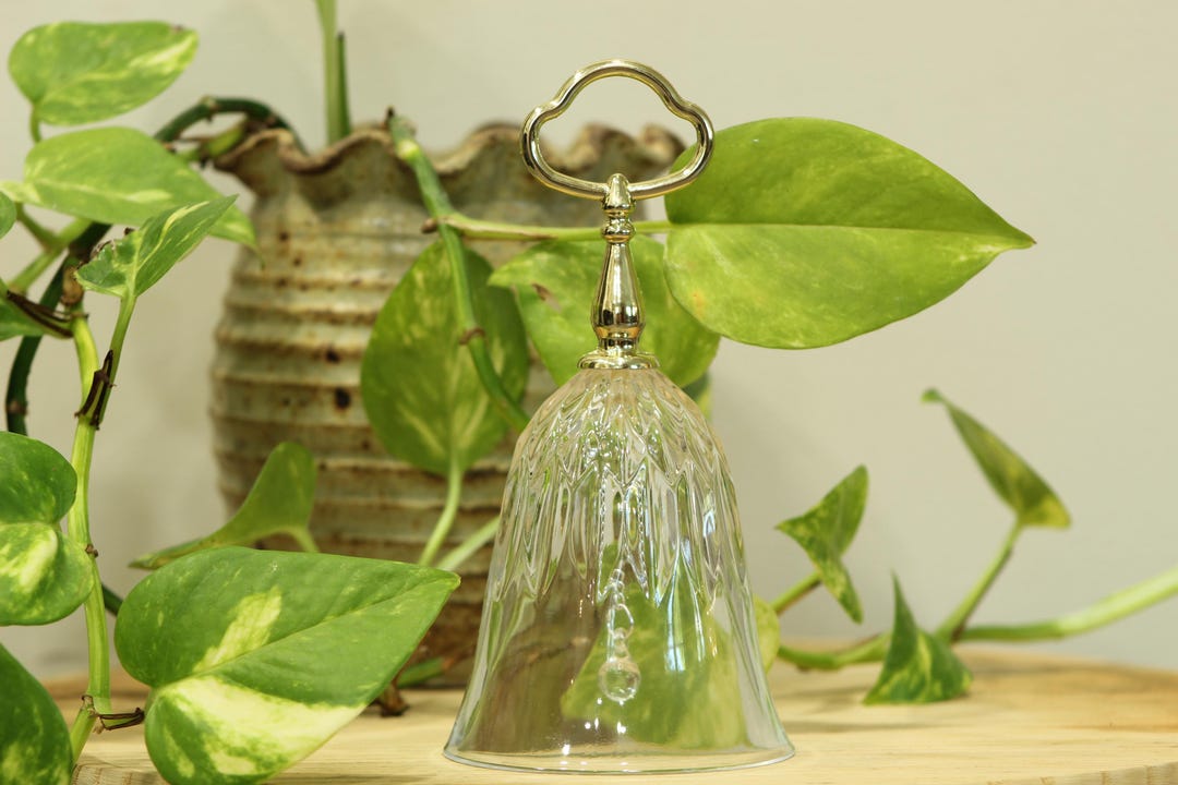 Vintage Glass Bell With Golden Handle - Etsy