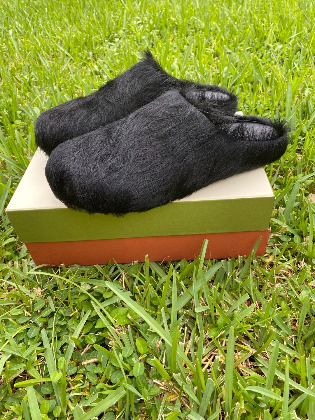 Marni Fur Slides Black - Etsy