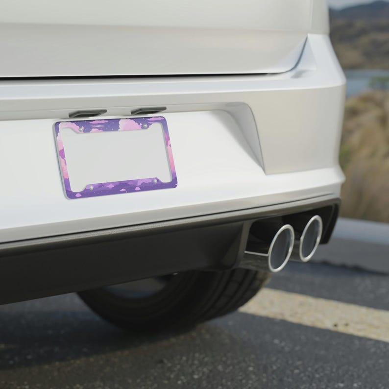 Cloudy Purple Sunset Aesthetic License Plate Frame | Aesthetic Purple ...