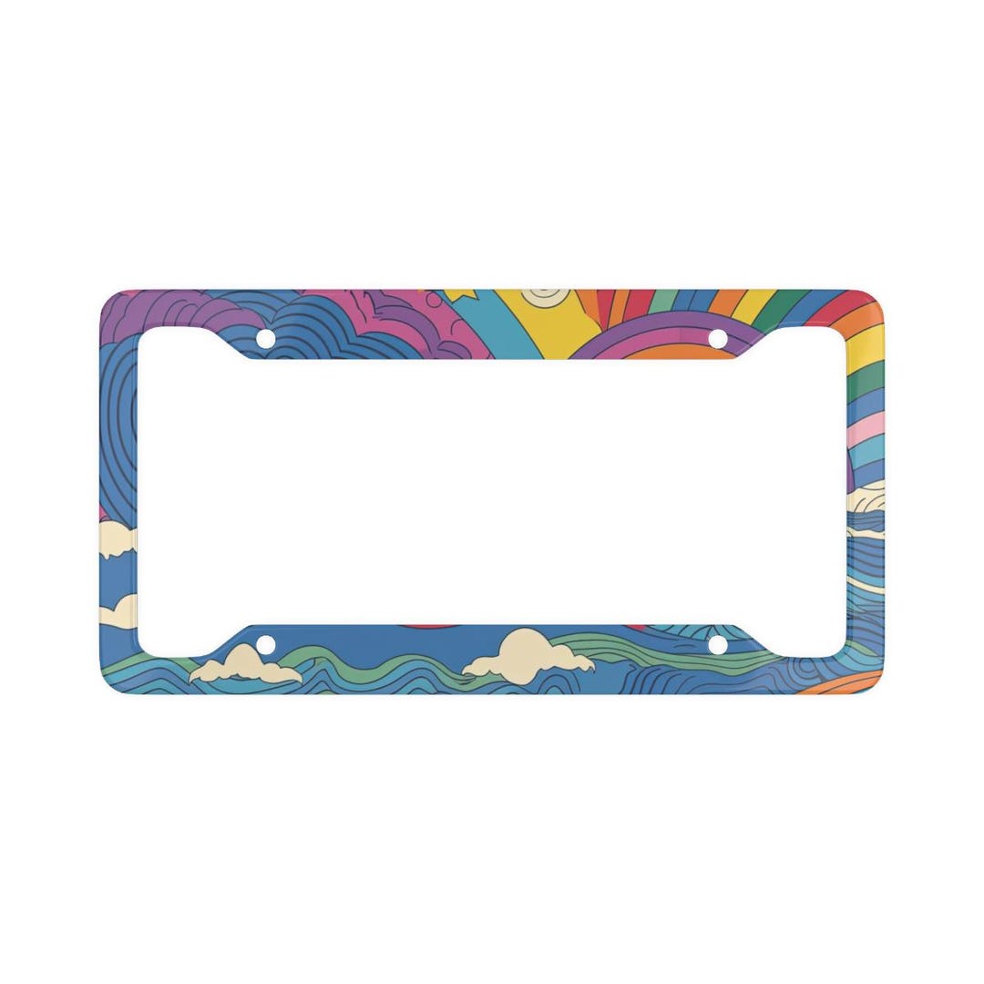 Artsy 80s Hippie Clouds Retro 70s Sky License Plate Frame | Fun Summer ...