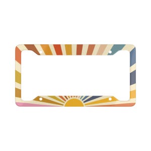 Rainbow Groovy Retro Hippie Sun License Plate Frame - Etsy