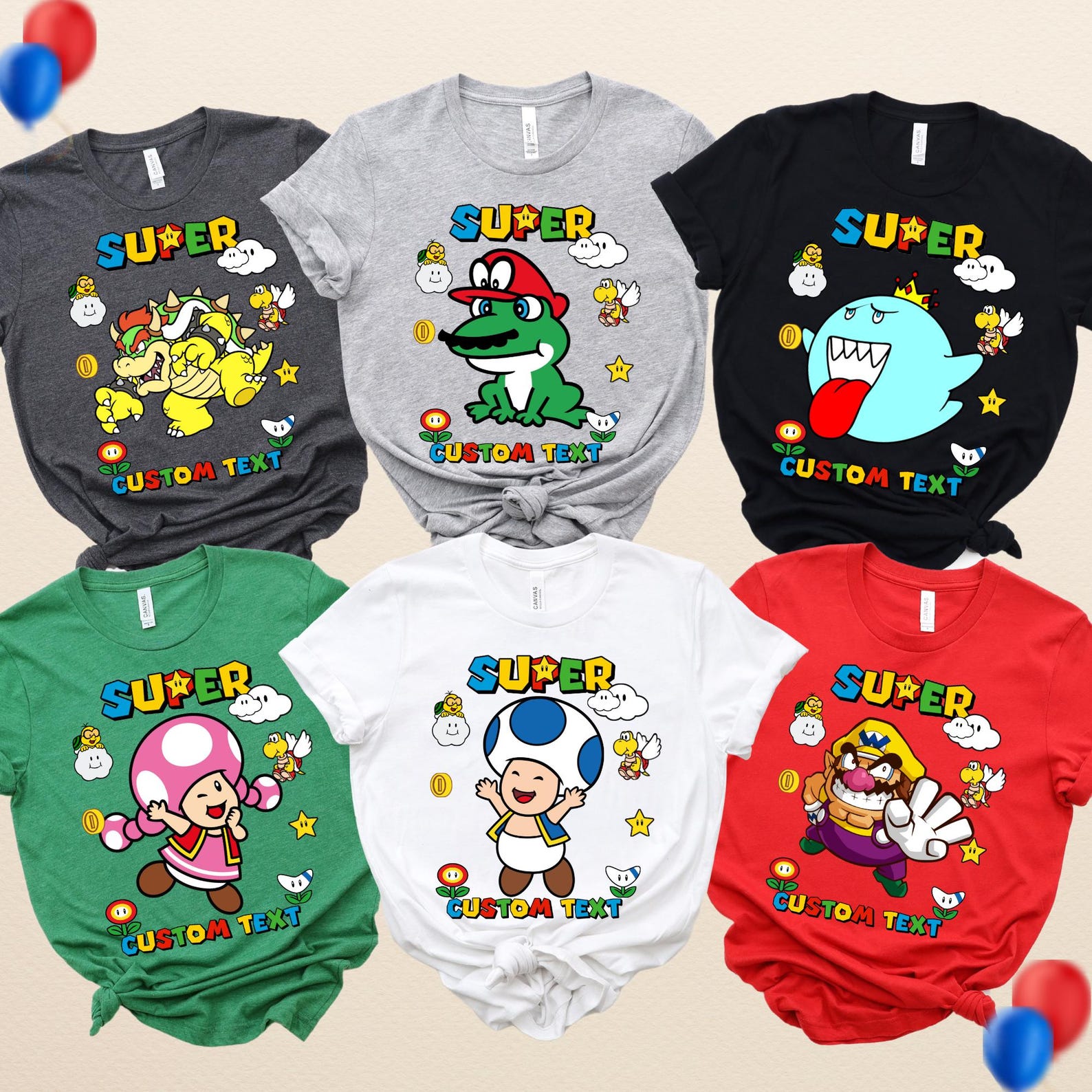 Custom Super Mario Family Outfit, Super Mario Characters Shirt, Super ...