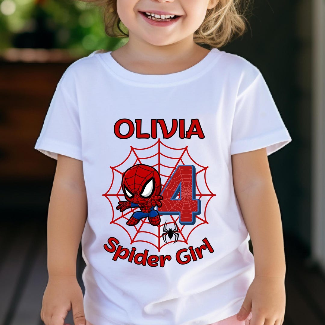 Personalized Spider Girl Birthday Shirt, Custom Superhero Tee for Girls ...