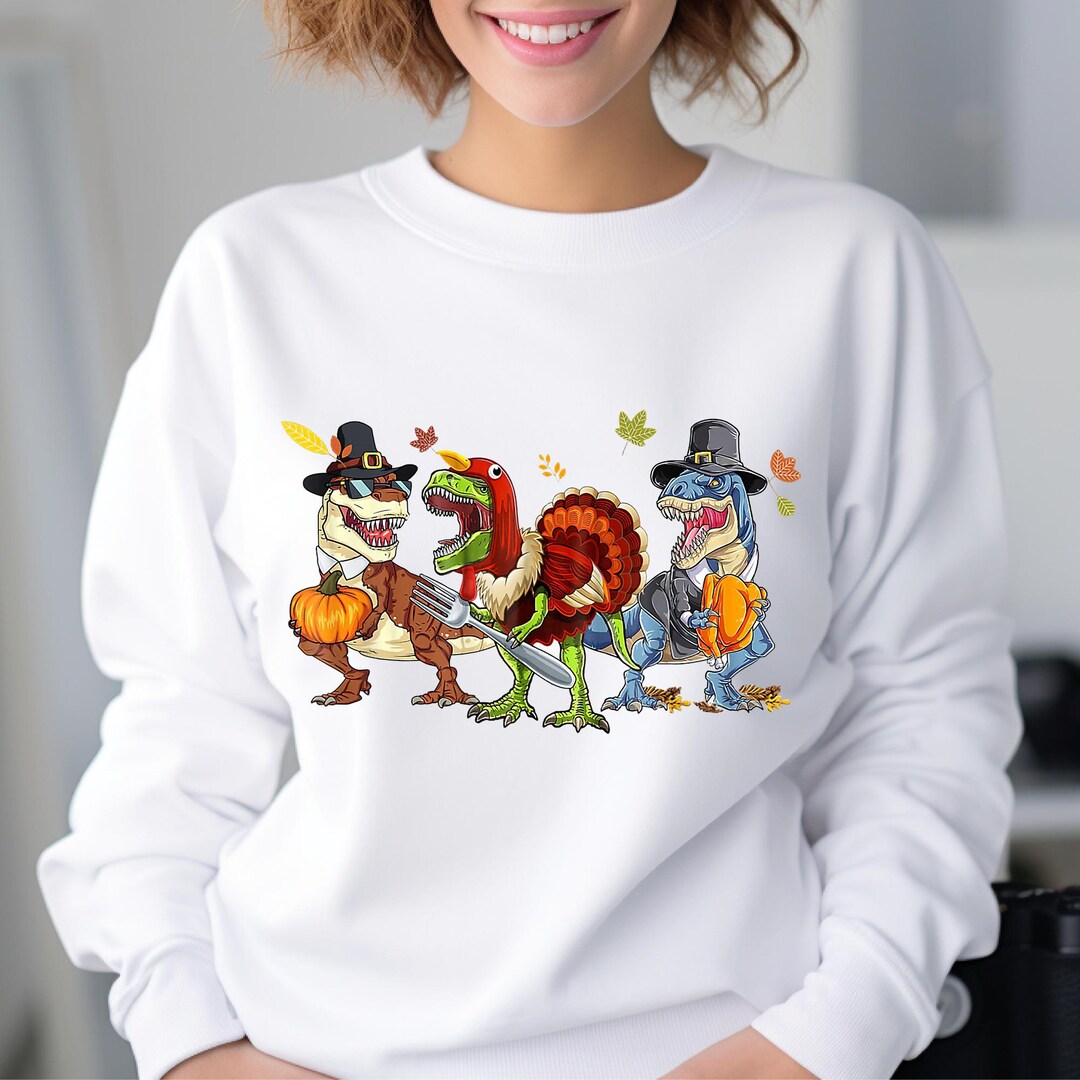 Funny Turkeysaurus Happy Thanksgiving Sweathirt, Sarcastic Pumpkasaurus ...