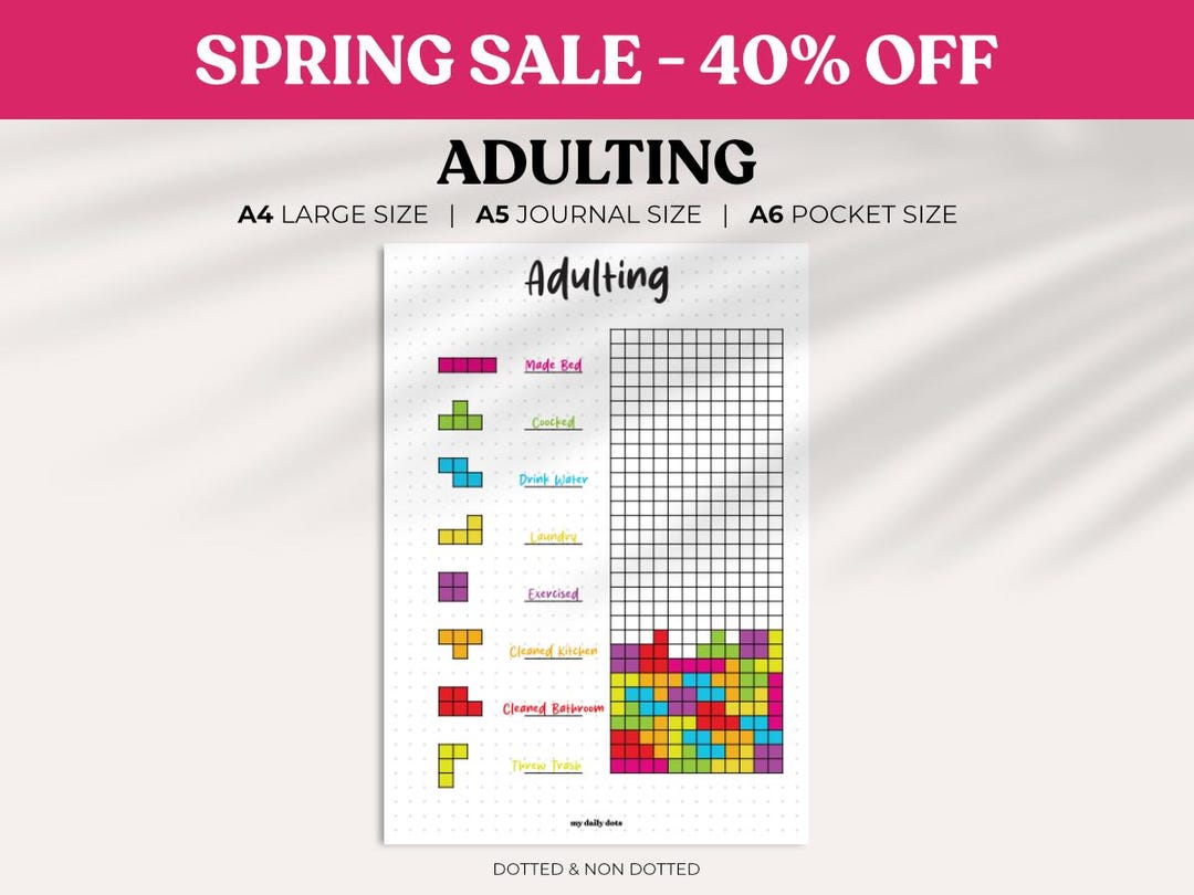 Adulting Tracker - Printable Planner Page - Monthly Tracker - Task ...