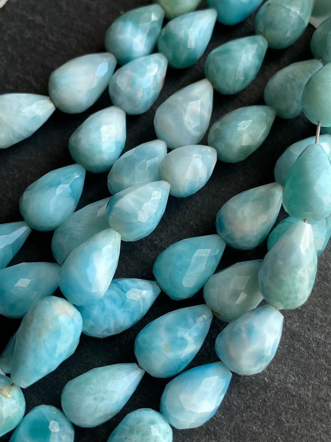 Natural Larimar Faceted Drop Briolette- 8x10mm- 2 Pairs - Etsy