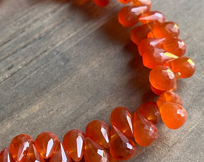Carnelian Faceted Teardrop Briolette- 7mm- 10 Briolette - Etsy