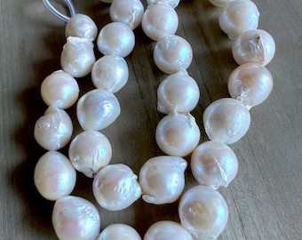 Natural Baroque Nucleated Freshwater Pear Shape Pearl- 13.8mm X 17-17 ...