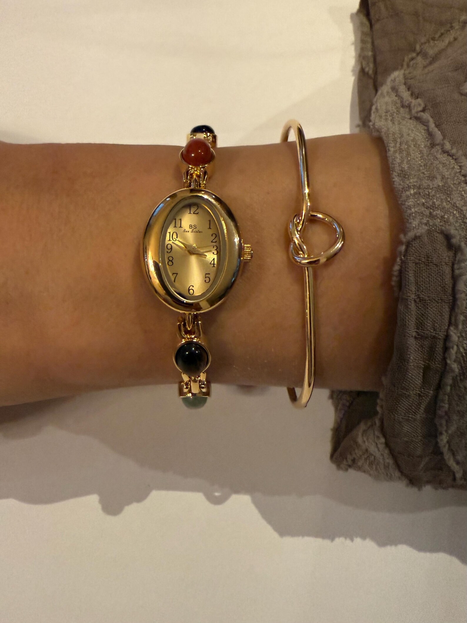 Dainty Gold and Multicolour Stones Watch - Etsy