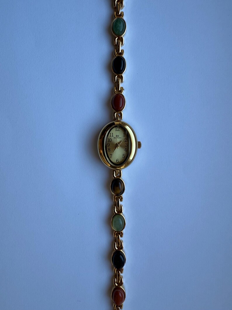Dainty Gold and Multicolour Stones Watch - Etsy