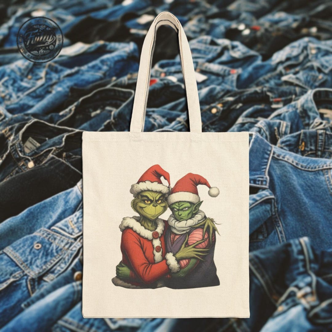 Dragon Ball Z Piccolo and Grinch Best Friend Vintage Print Canvas Tote ...